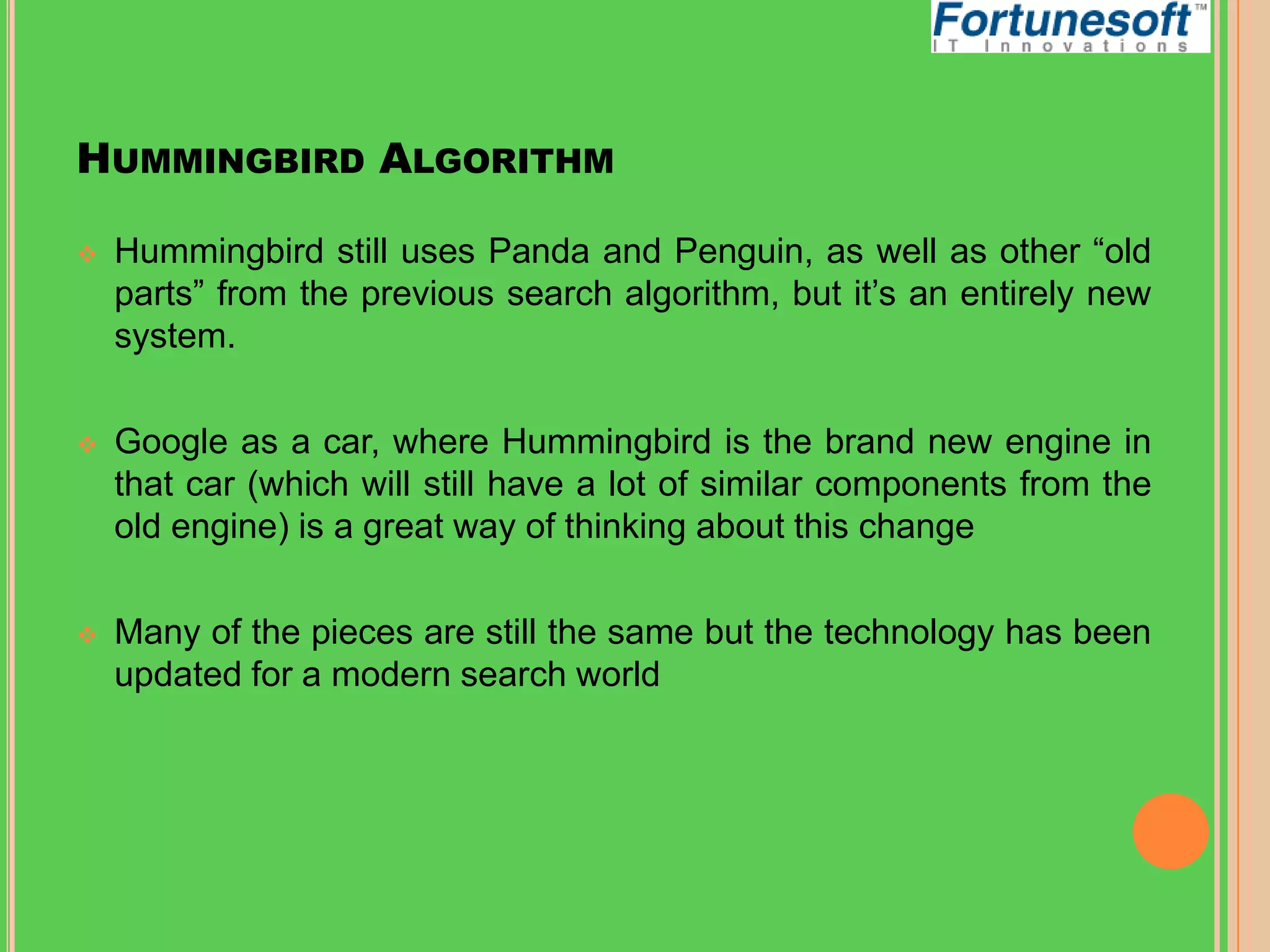 Humming bird update ppt | PPTX | Search | Internet