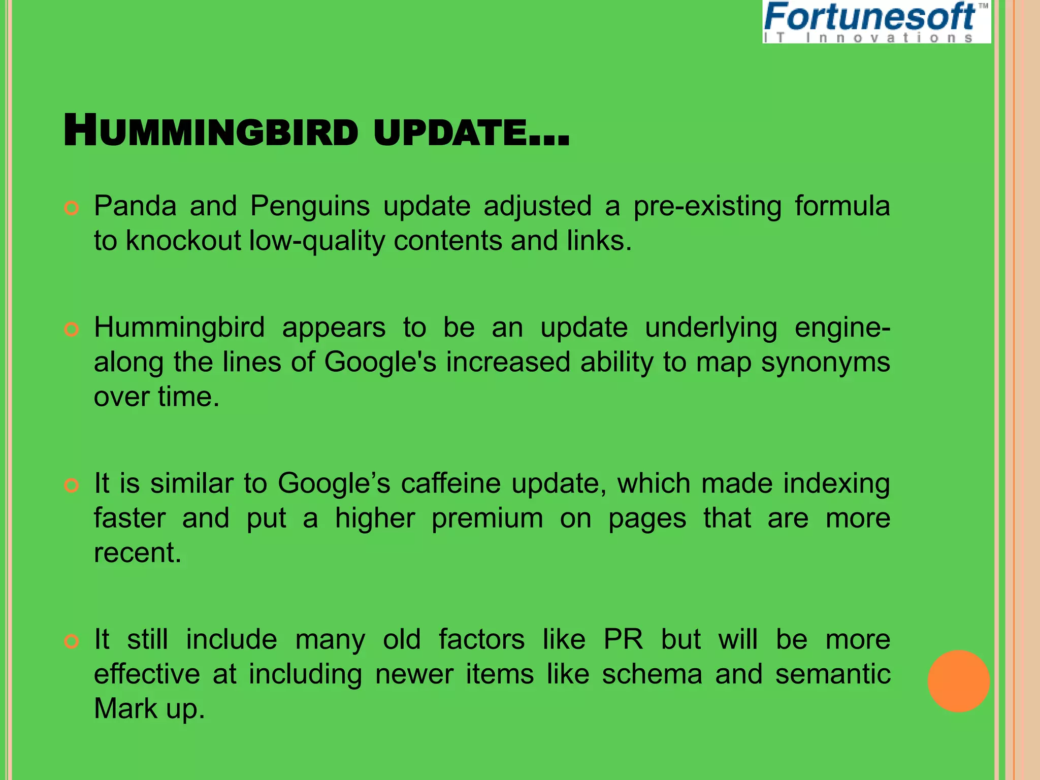 Humming bird update ppt | PPTX | Search | Internet