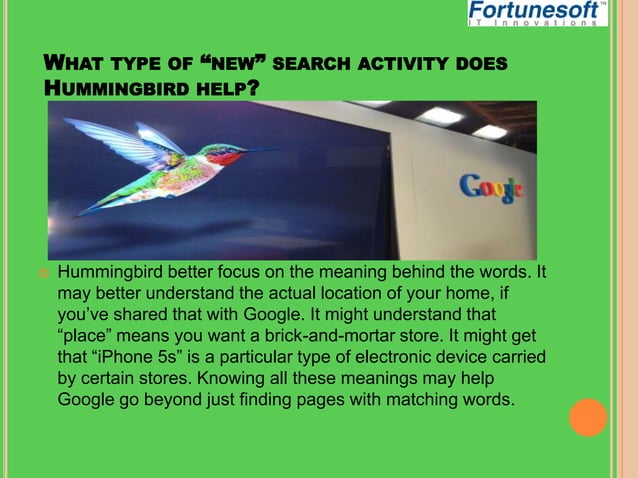 Humming bird update ppt | PPTX | Search | Internet