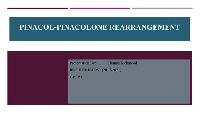 Pinacol pinacolone rearrangement ppt. | PPTX | Chemistry | Science