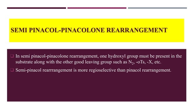 Pinacol pinacolone rearrangement ppt. | PPTX | Chemistry | Science