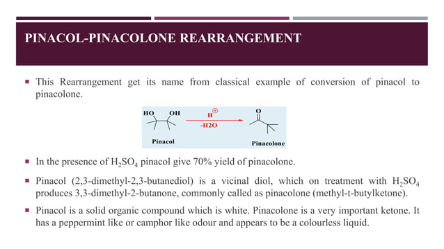 Pinacol pinacolone rearrangement ppt. | PPTX | Chemistry | Science