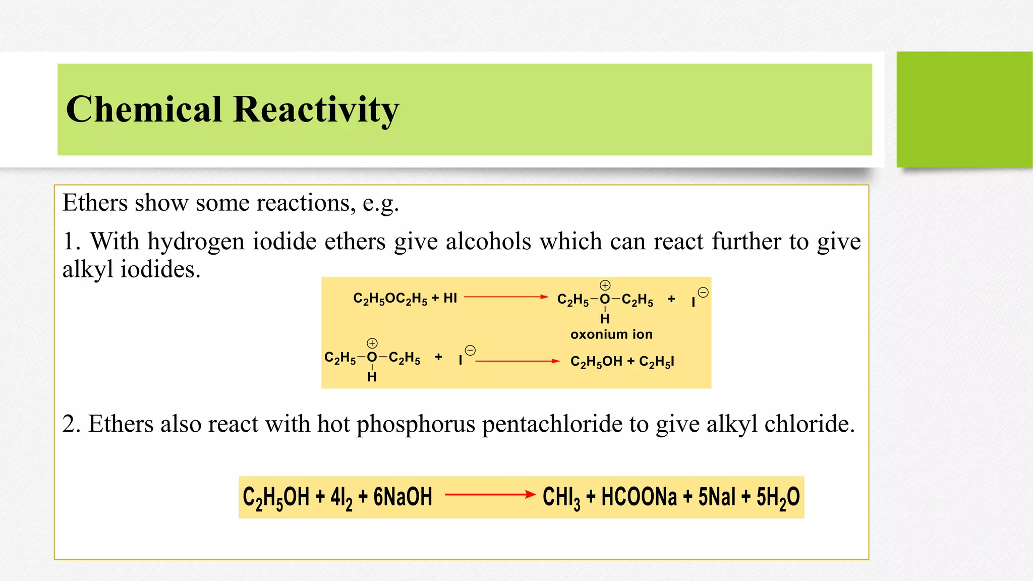 Ethers - INTRODUCTION, NOMENCLATURE, PREPARATION.PROPERTIES AND CHEMICAL REACTIVITY FSc. 2ND ...
