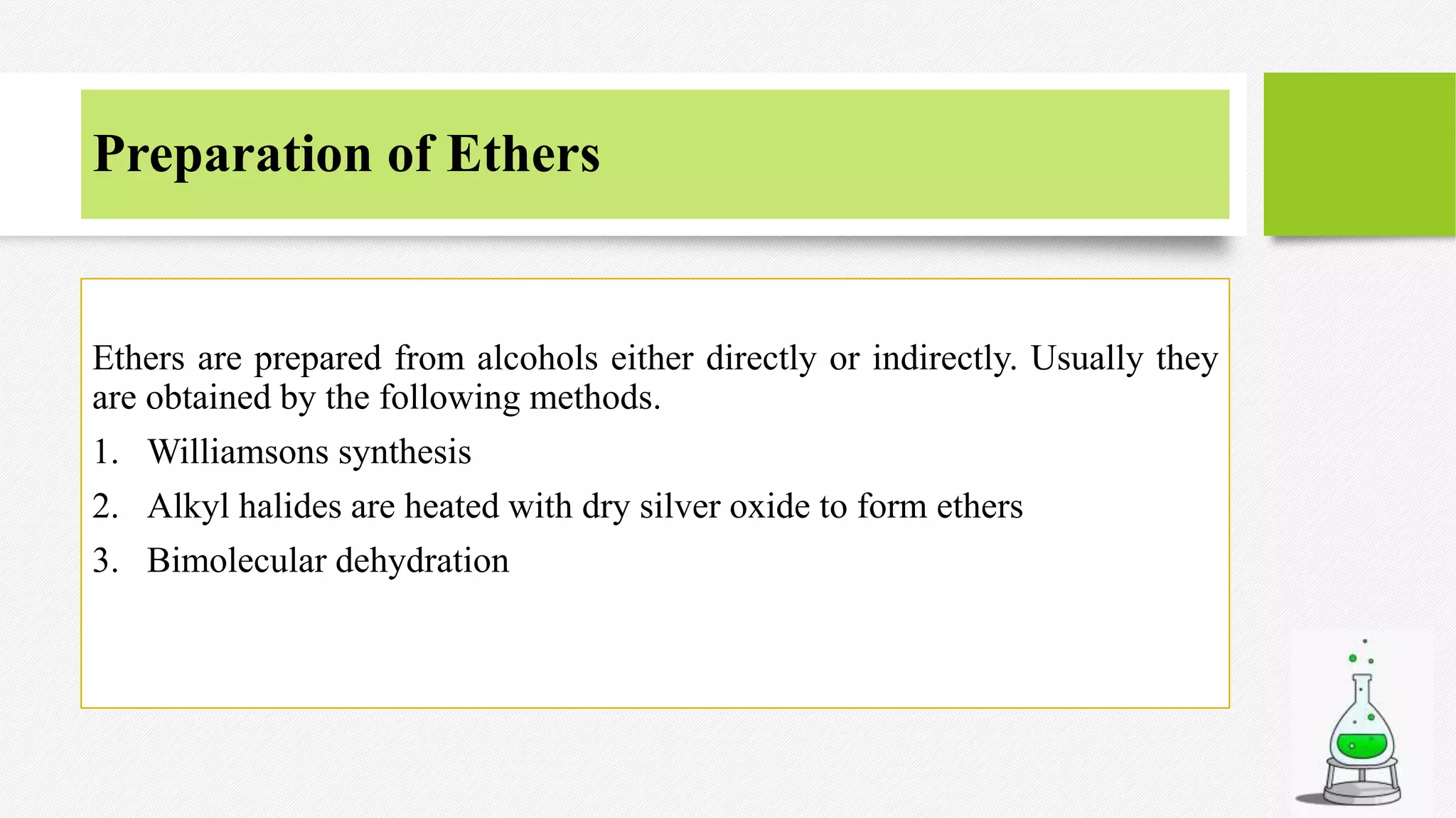 Ethers - INTRODUCTION, NOMENCLATURE, PREPARATION.PROPERTIES AND CHEMICAL REACTIVITY FSc. 2ND ...