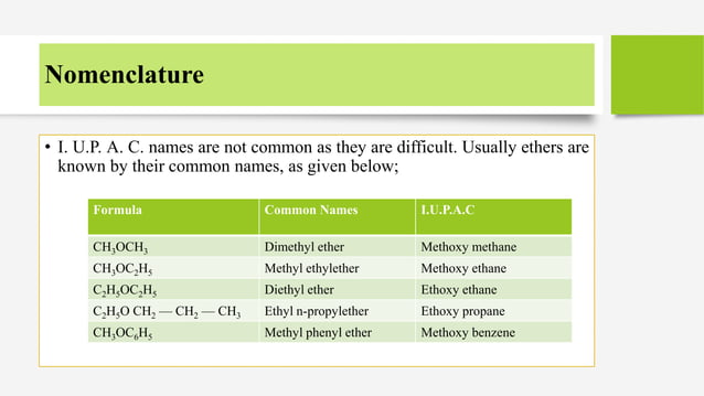 Ethers - INTRODUCTION, NOMENCLATURE, PREPARATION.PROPERTIES AND ...