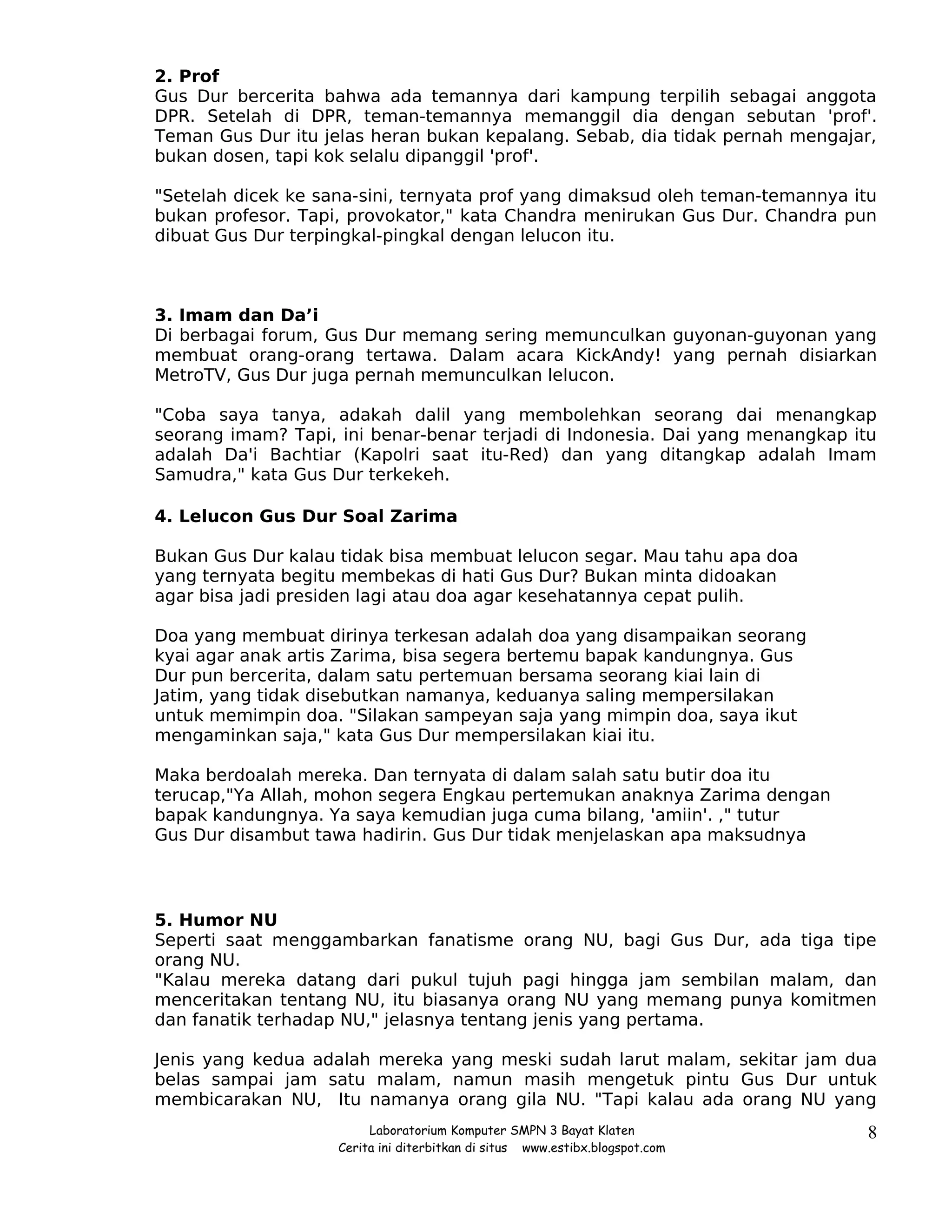 Humor gusdur lengkap | PDF