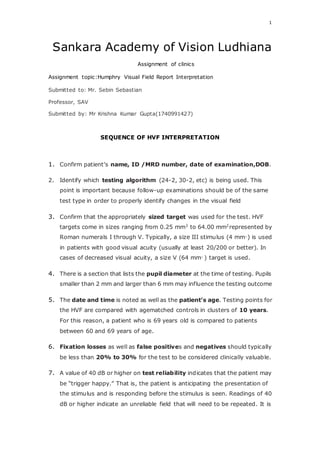 Humphry visual field analysis | DOCX