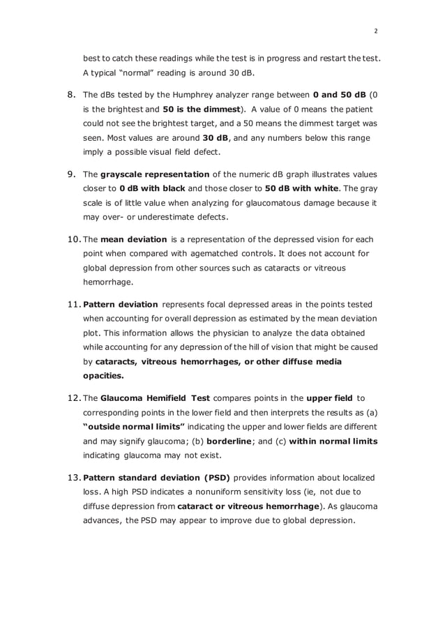 Humphry visual field analysis | DOCX | Eye and Vision Conditions ...