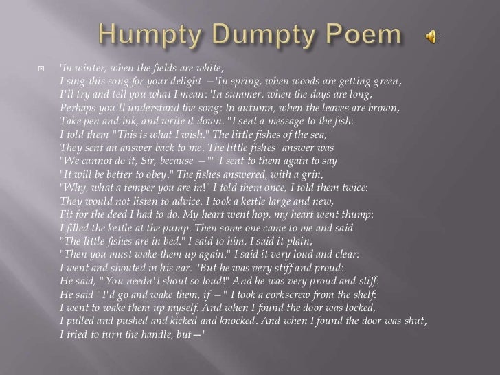 Humpty dumpty poem