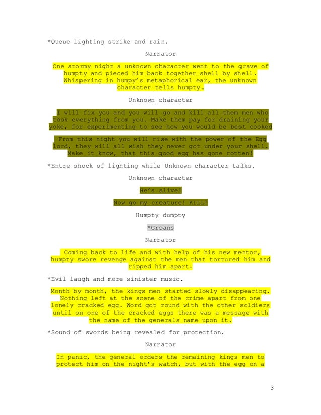 Humpty dumpty script Draft | PDF