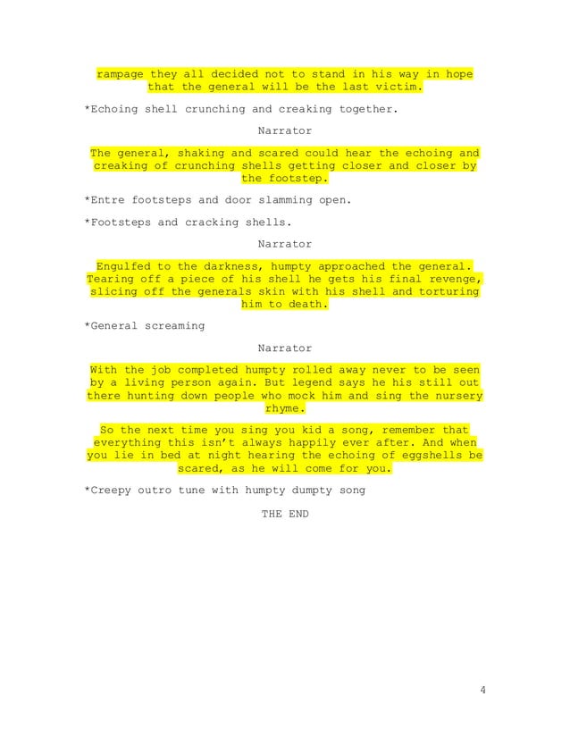 Humpty dumpty script Draft | PDF