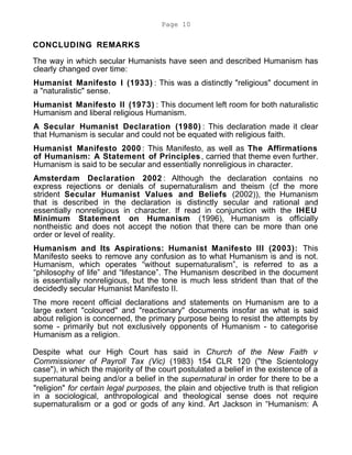 HUMANISM – RELIGION OR LIFE STANCE? A CRITICAL AND PROVOCATIVE ANALYSIS ...