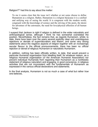 HUMANISM – RELIGION OR LIFE STANCE? A CRITICAL AND PROVOCATIVE ANALYSIS ...