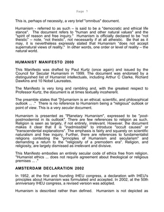 HUMANISM – RELIGION OR LIFE STANCE? A CRITICAL AND PROVOCATIVE ANALYSIS OF THE OFFICIAL ...