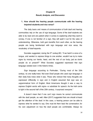 Communication Barrier of Hearing Impaired Students | DOCX