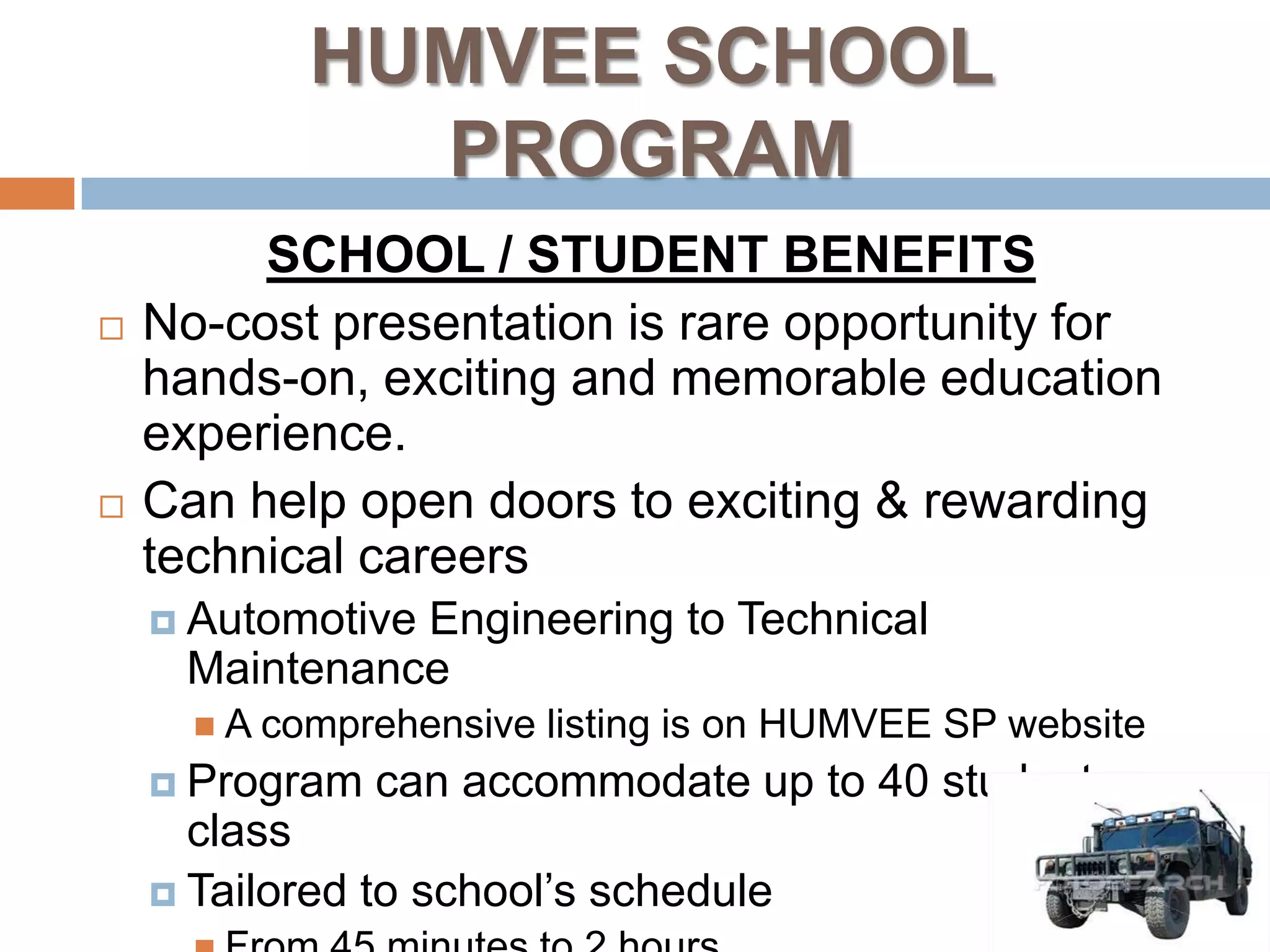 Humvee School Program For Educators | PPTX