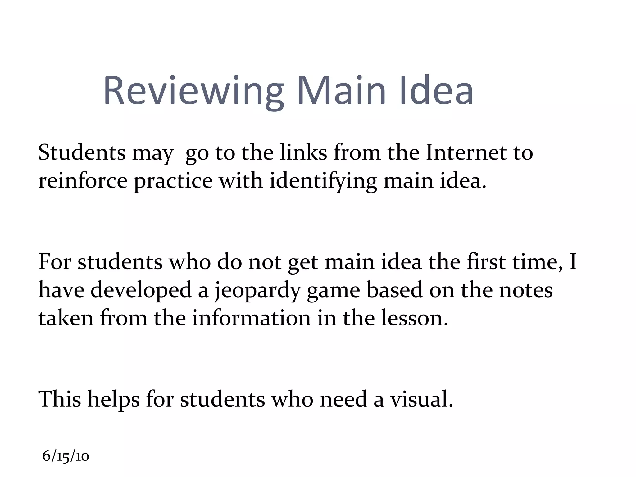 H:\understanding main idea1 | PPT