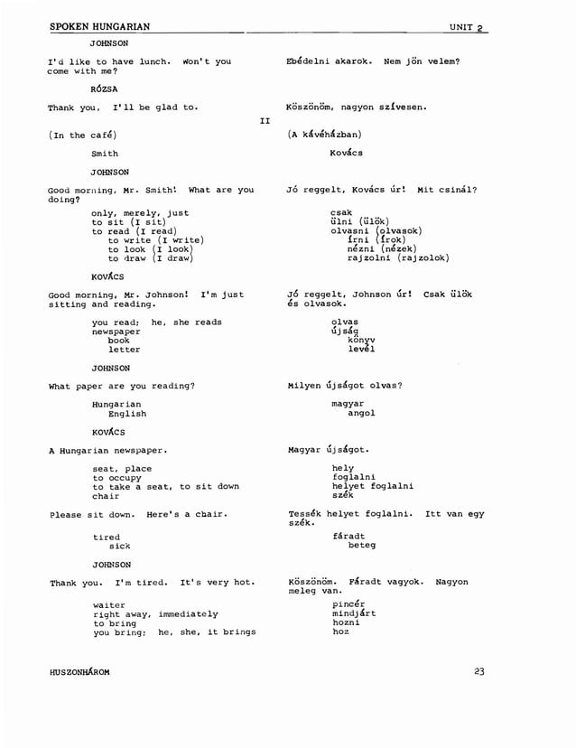 Learn Hungarian - FSI Basic Course (Part 1) | PDF