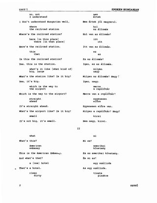 Learn Hungarian - FSI Basic Course (Part 1) | PDF