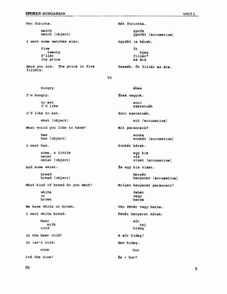 Learn Hungarian - FSI Basic Course (Part 1) | PDF