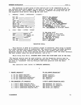 Learn Hungarian - FSI Basic Course (Part 1) | PDF