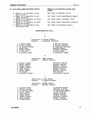 Learn Hungarian - FSI Basic Course (Part 1) | PDF