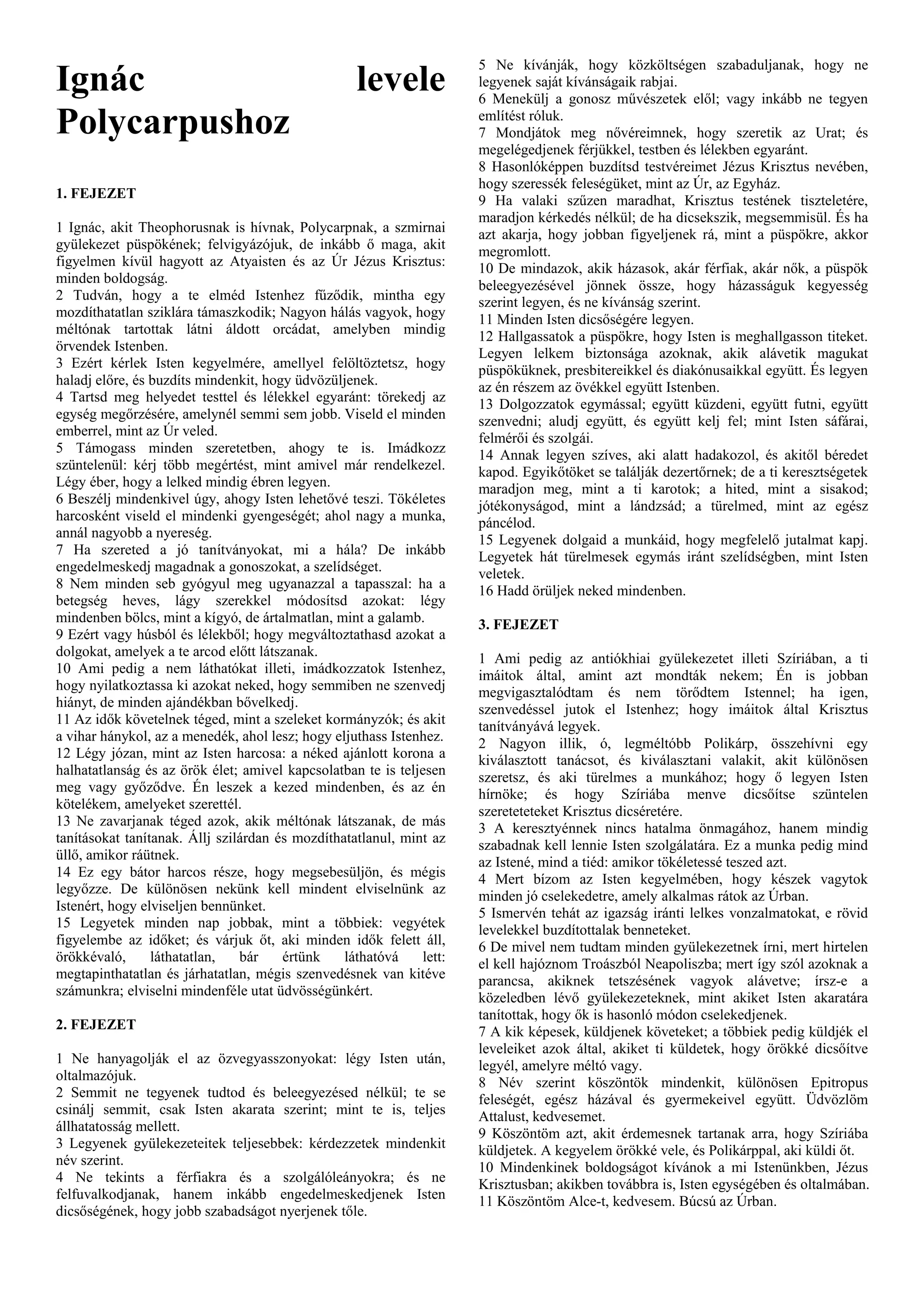 Hungarian - The Epistle of Ignatius to Polycarp.pdf