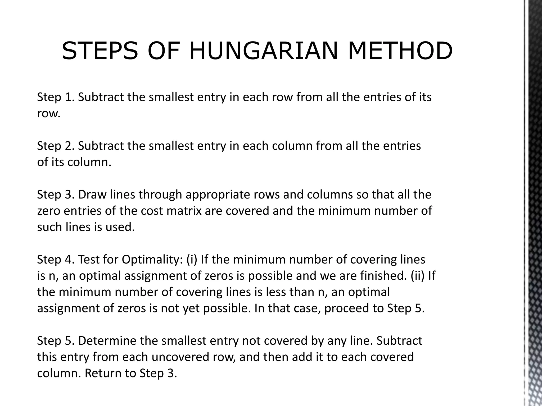 Hungarian assignment problem | PPTX