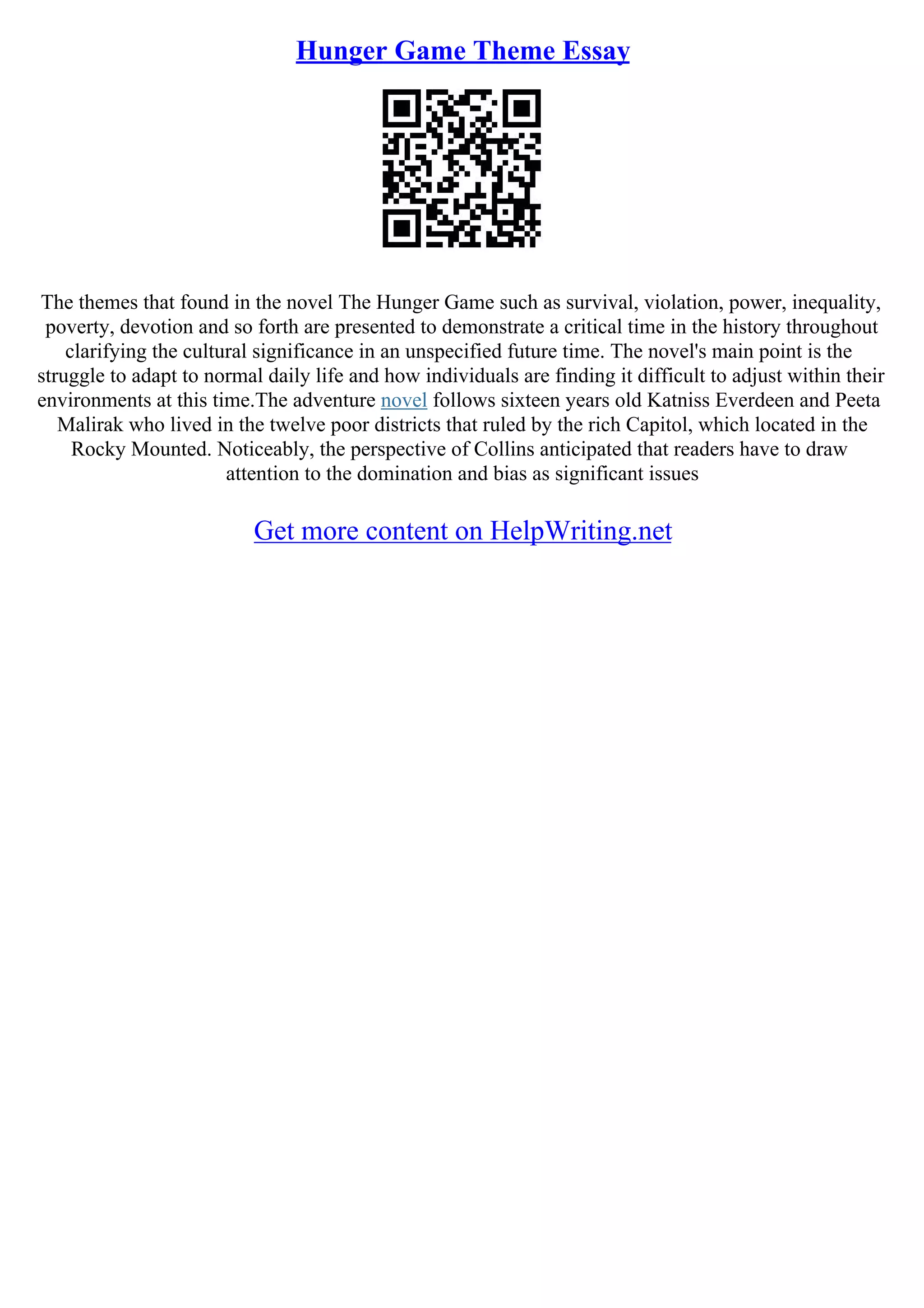 Hunger Games Essay | PDF