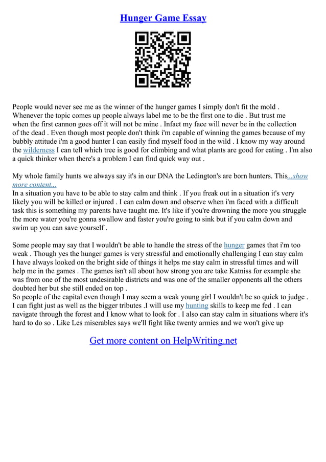 Hunger Games Essay | PDF