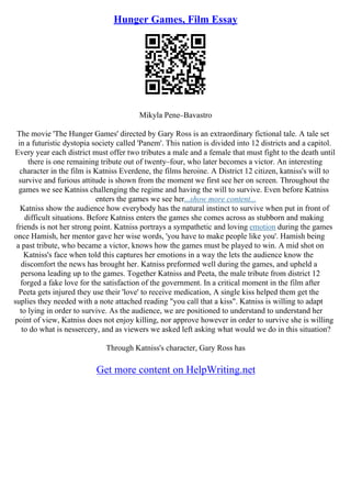 Hunger Games Essay | PDF