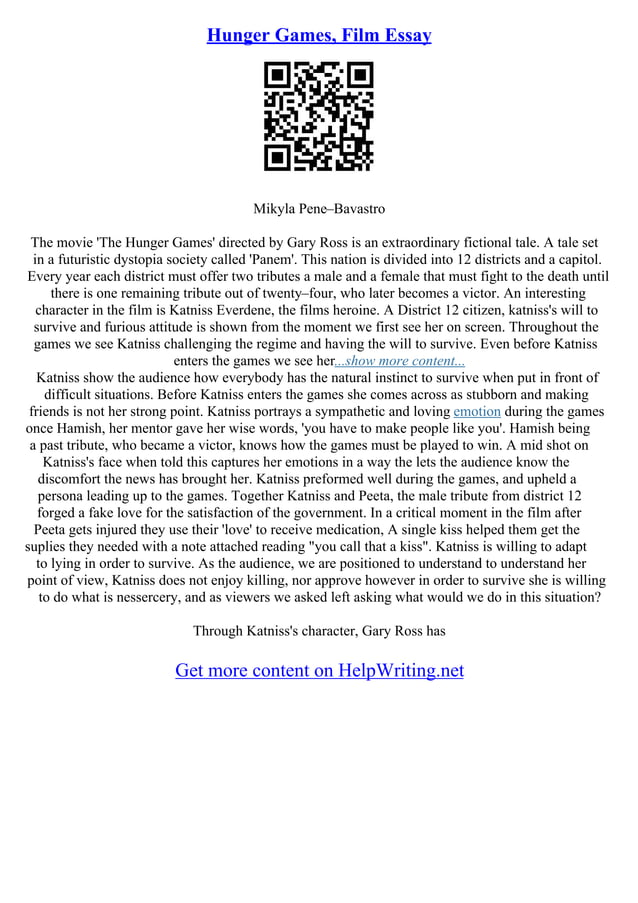 Hunger Games Essay | PDF