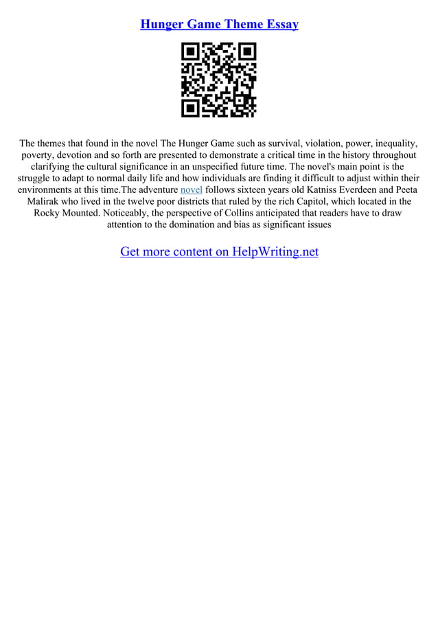 Hunger Games Essay | PDF