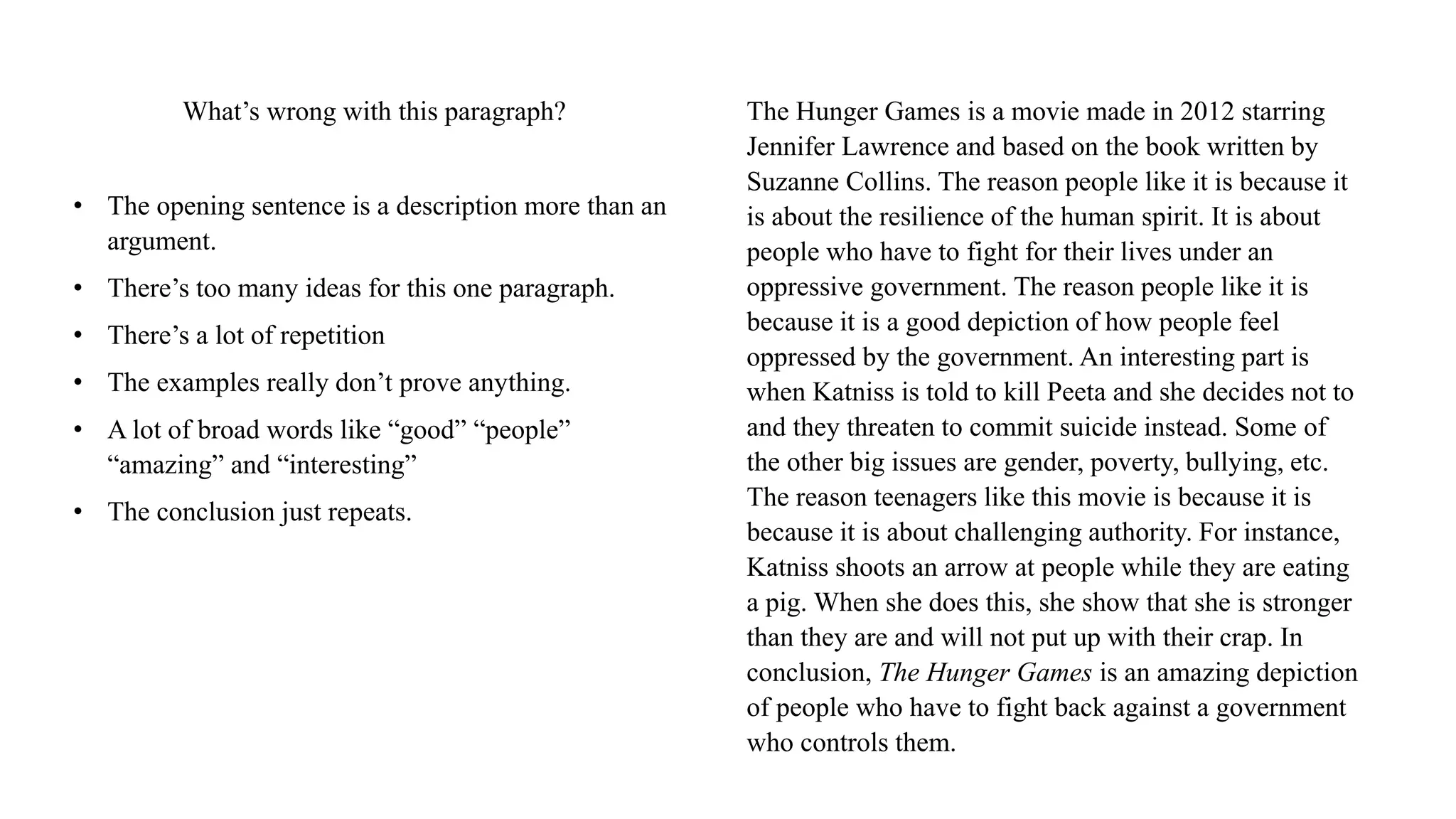 Revising your Paragraph (The Hunger Games Way) | PPTX