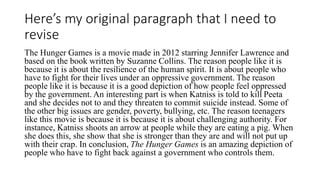 Revising your Paragraph (The Hunger Games Way) | PPTX