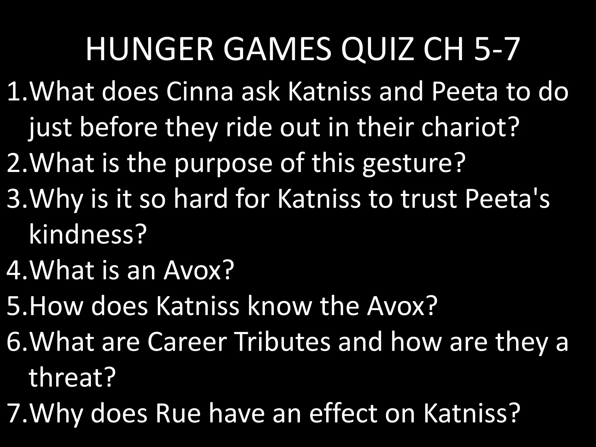 Hunger games quizzes | PPTX