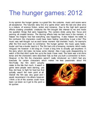 Hunger games review hw word | DOCX