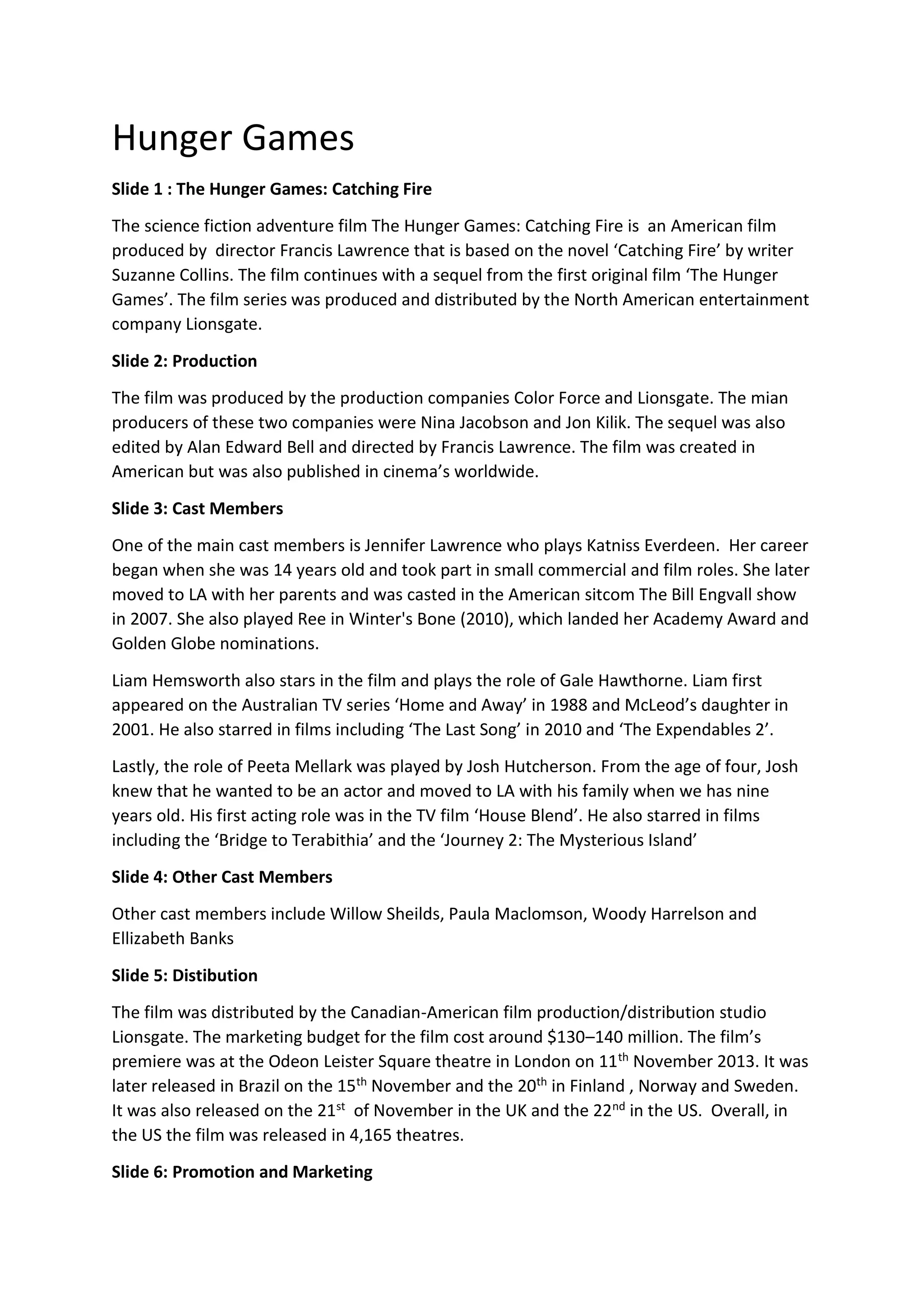 Hunger Games information | DOCX