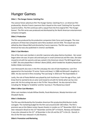 Hunger Games information | PDF