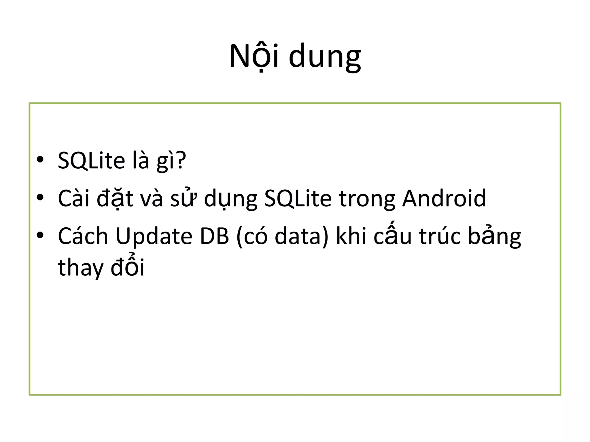 Basic Sqlite in Android | PPTX