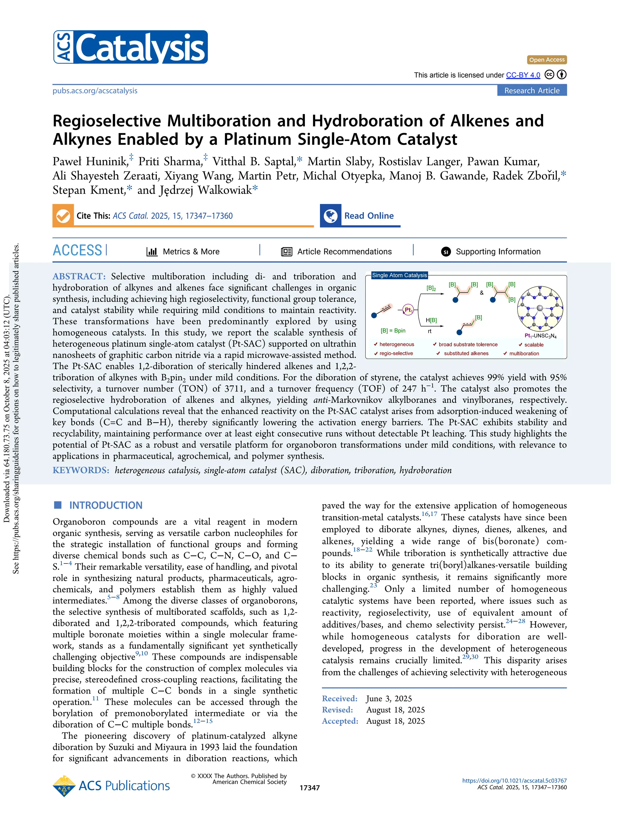 Regioselective Multiboration and Hydroboration of Alkenes and Alkynes ...