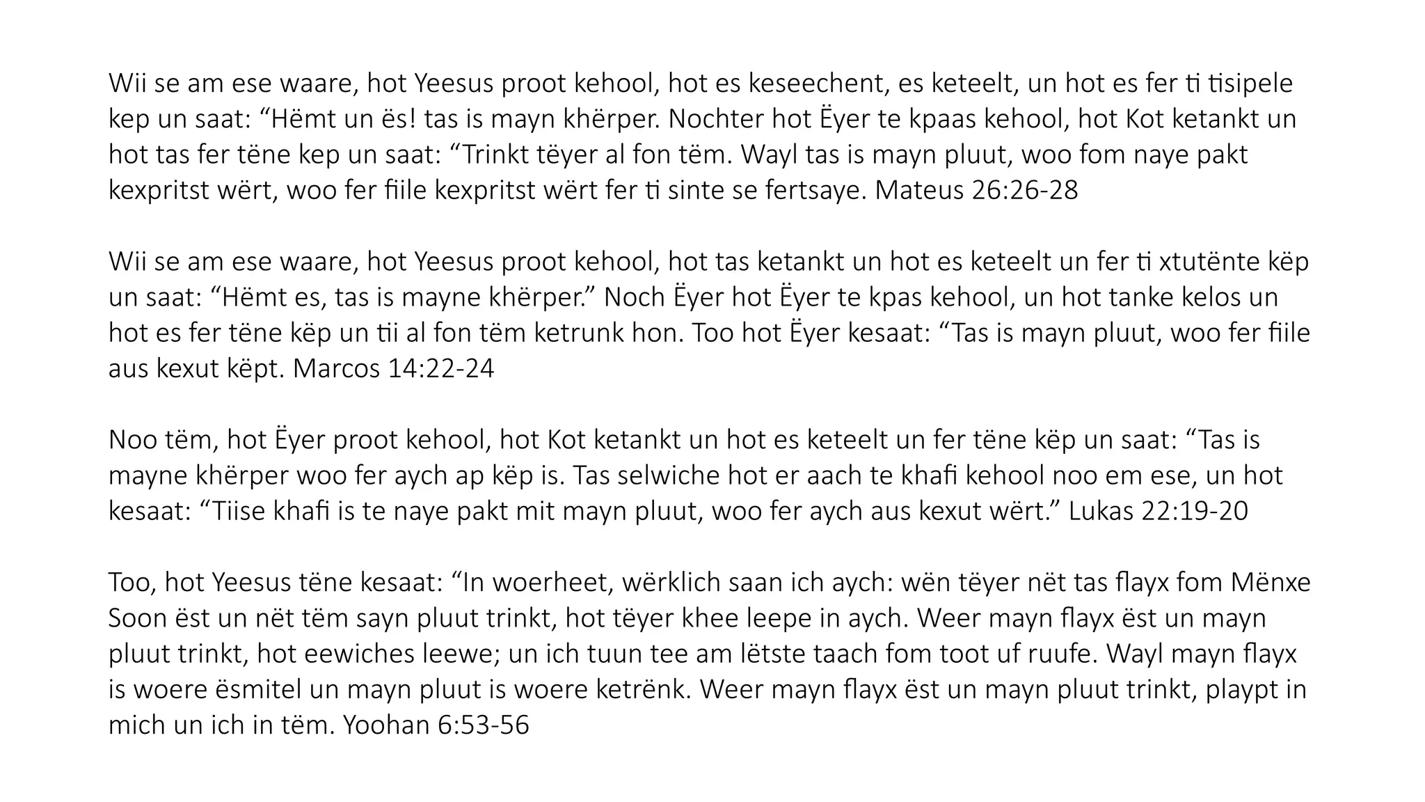 Hunsrik - The Precious Blood of Jesus Christ - Tas kostbare pluut fon ...