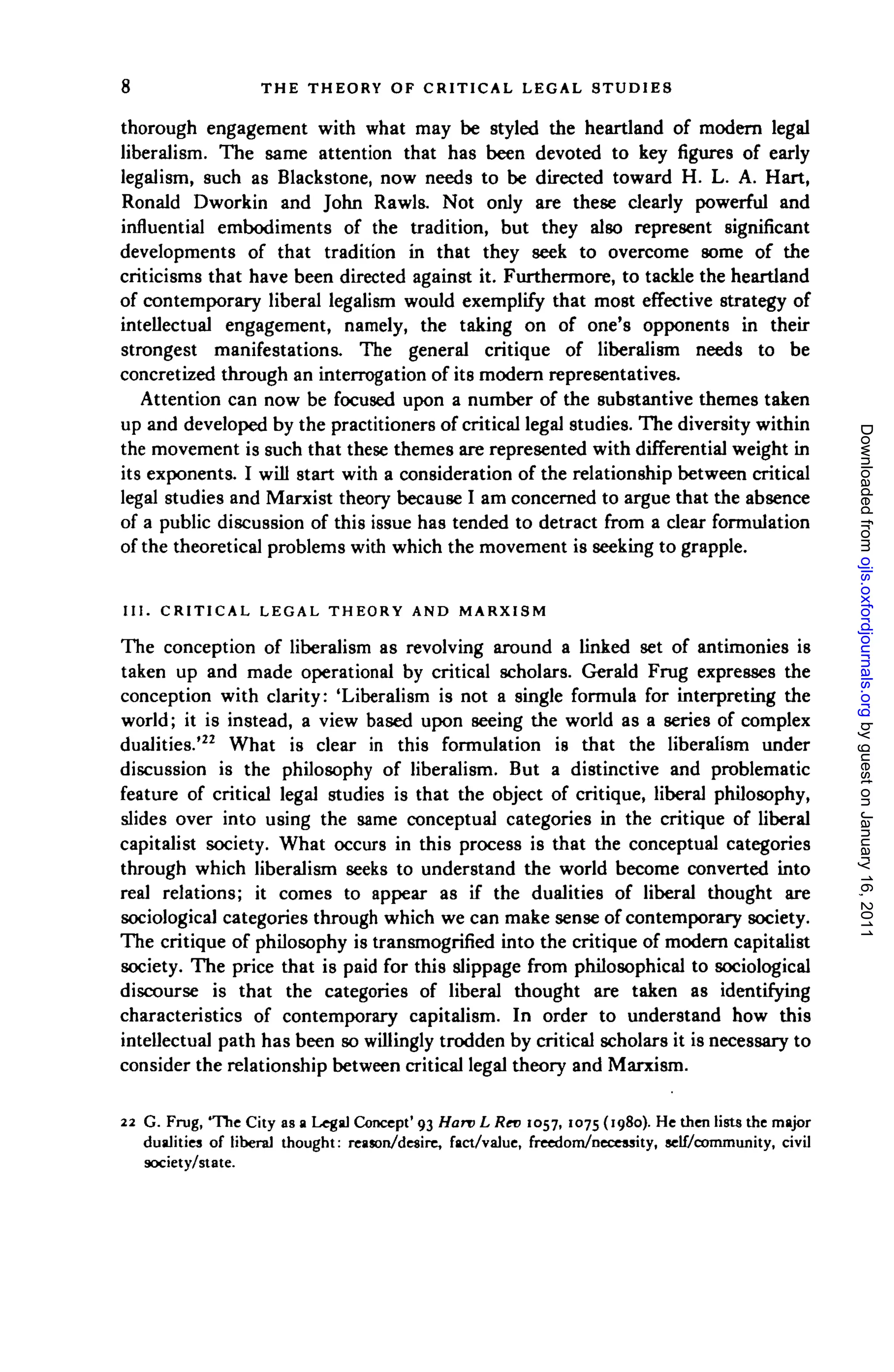 Hunt 1986 theory of critical legal studies | PDF