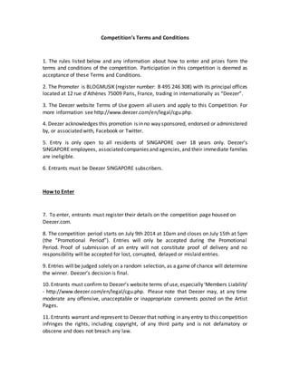 Hunter hayes contest terms and conditions | PDF