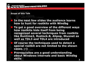 Hunting rootkits with windbg | PPT