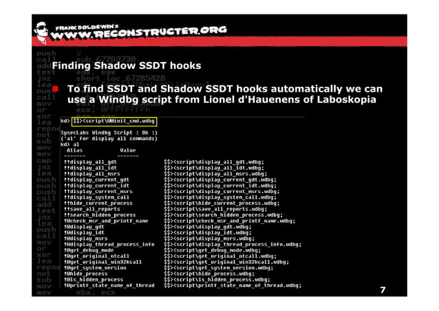 Hunting rootkits with windbg | PPT