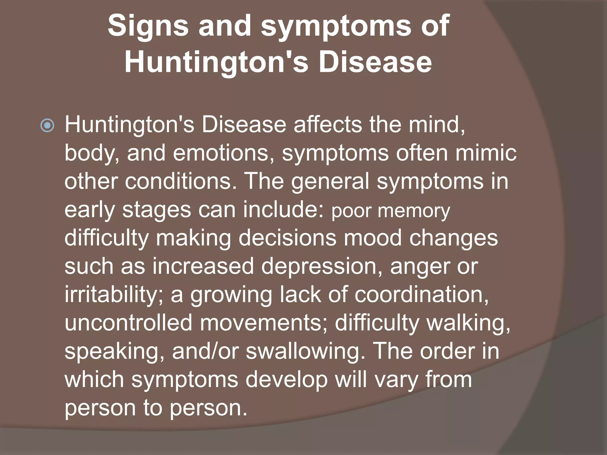 Huntington's Disease .ppt