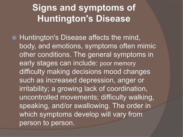 Huntington's Disease .ppt