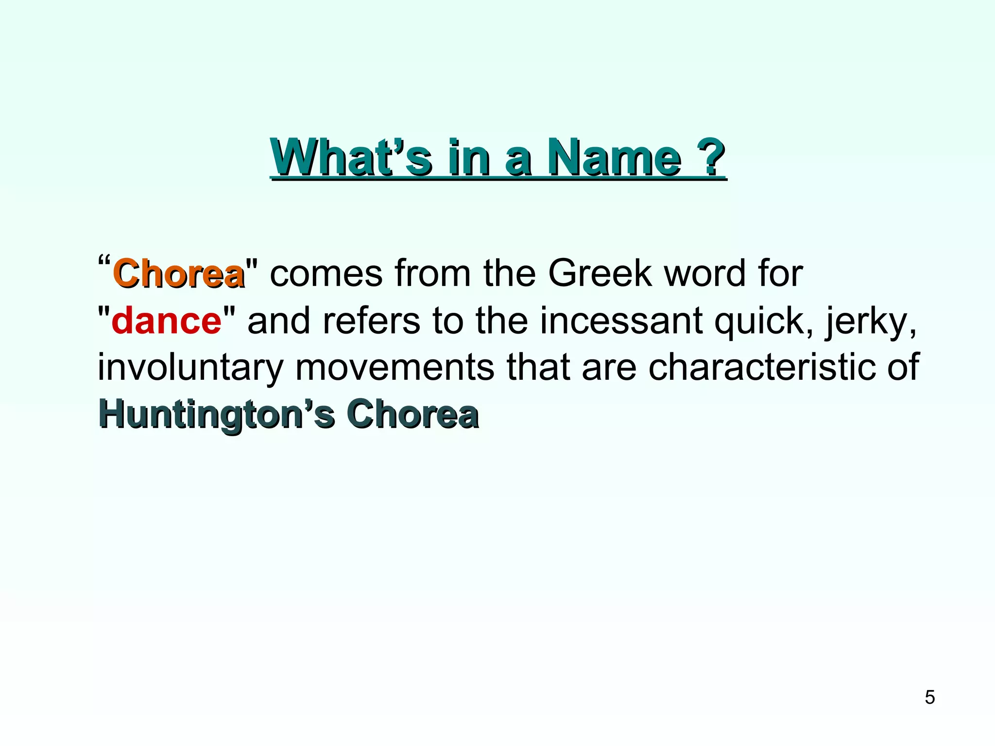 Huntington's chorea syndrome | PPT