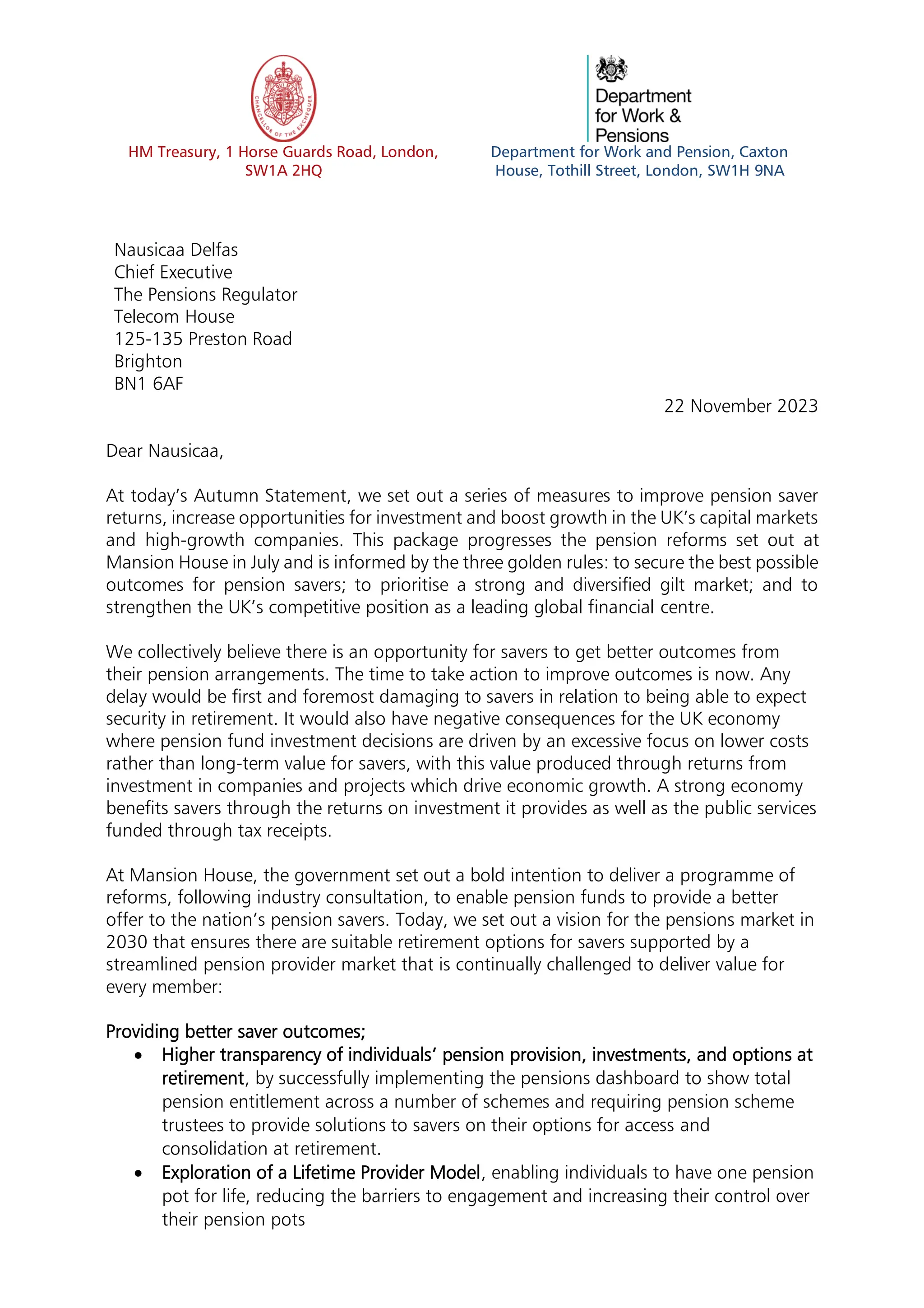 Jeremy Hunt's letter to Nausicaa Delfas | PDF